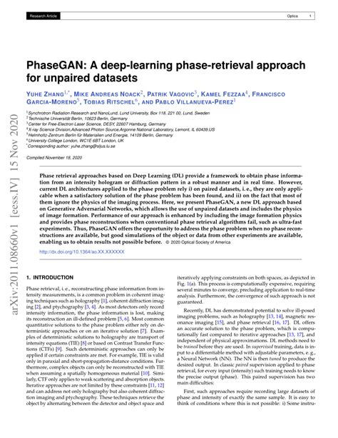 Pdf Phasegan A Deep Learning Phase Retrieval Approach For Unpaired