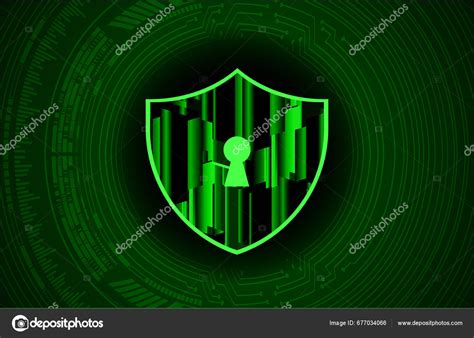 Cyber Security Concept Shield Keyhole Icon Digital Data Background Illustrates Stock Vector By
