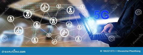 Business And Technology Marketing And Social Connection With Internet Network And Wifi 5g