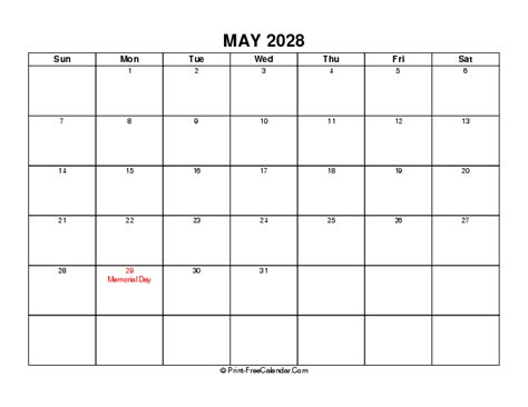 May 2028 Calendars With Usa Holidays Word Pdf Excel