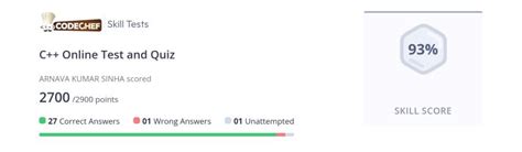 Passed Codechef C Online Quiz Arnava Sinha Posted On The Topic
