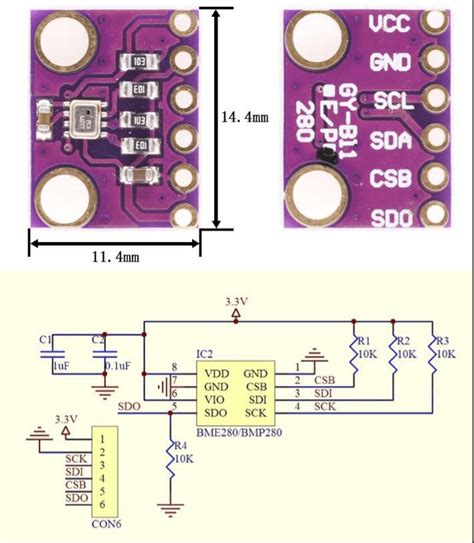 Bmp280 Barometric Pressure And Altitude Sensor I2c Spi Module 3 3v 2