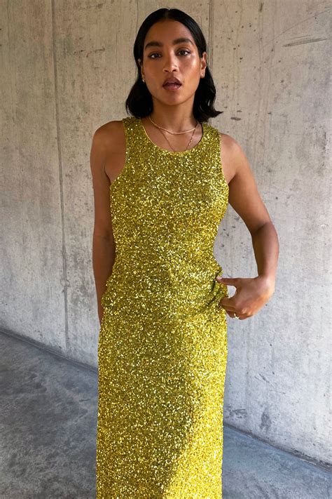 Lime Sequin Tank Top Never Fully Dressed