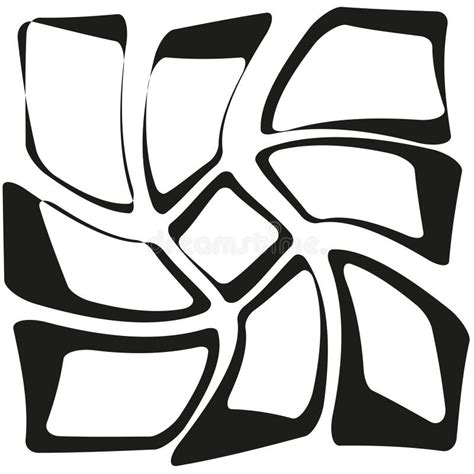 Curved Geometric Pattern Abstract Vector Shape Distorted Square Grid Black Minimal Style
