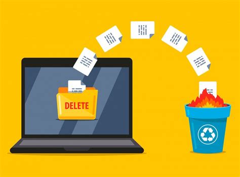 Premium Vector Permanently Deleting Documents From The Laptop To The