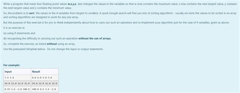 solved write a program that reads four floating point values