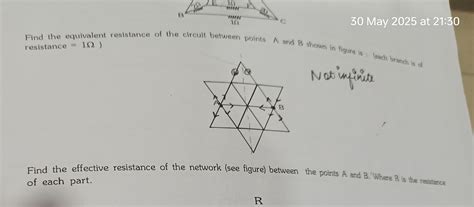 Find The Equivalent Resistance Of The Circuit Between Points A And B Show