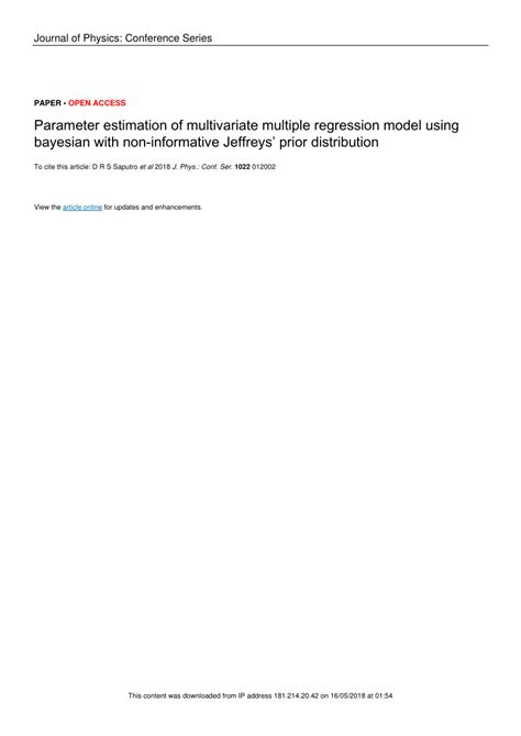 Pdf Parameter Estimation Of Multivariate Multiple Regression Model Using Bayesian With Non