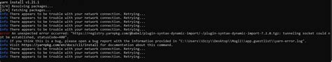 yarn install trouble with network connection · issue 7842 · yarnpkg yarn · github