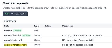 add transcripts to an episode via the api