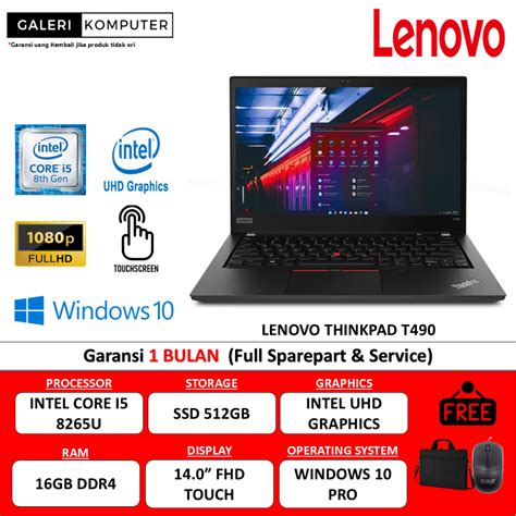 Jual Laptop Lenovo Thinkpad T490 I5 8265u 16gb 512gb 14 0 Fhd Touchscreen Win10pro Shopee
