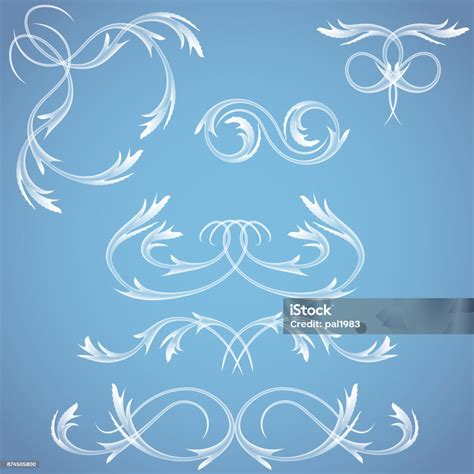 서리가 빈티지 장신구 모서리 테두리의 벡터 집합입니다 디자인 새 해 엽서 달력 티켓 현수막 포스터 등의 요소 0명에 대한 스톡 벡터 아트 및 기타 이미지 Istock