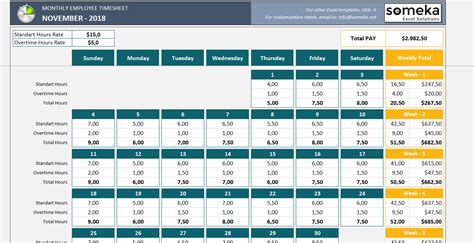 Monthly Employee Timesheet Template Free Excel Timesheet Template
