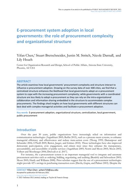 Pdf E Procurement System Adoption In Local Governments The Role Of