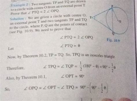 Wranuple Two Tangents TP And TQ Are Drawn To A Circle With Centre O Fr