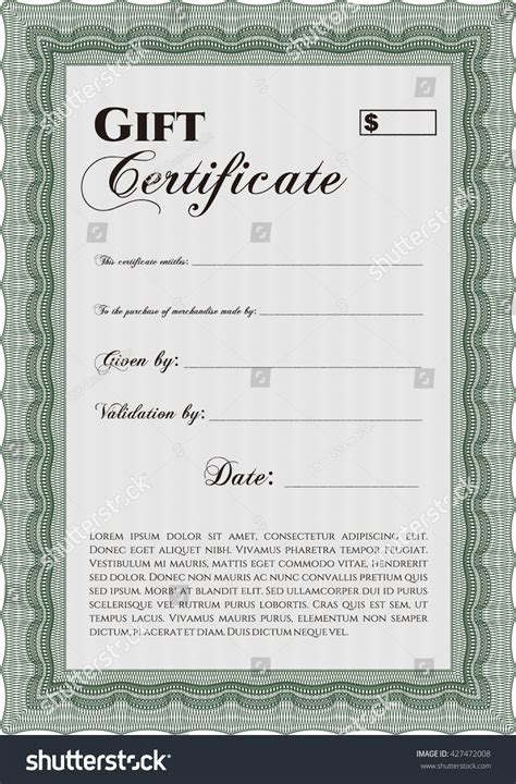 소급 선물 인증서 템플릿 테두리 프레임 스톡 벡터로열티 프리 427472008 Shutterstock