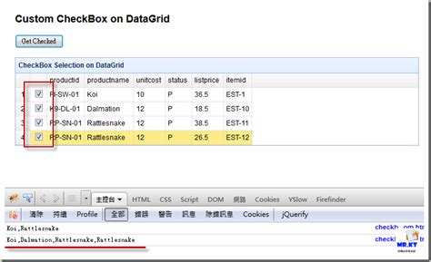 Mrkt 的程式學習筆記 Jquery Easyui Datagrid Checkbox 資料設定與取值