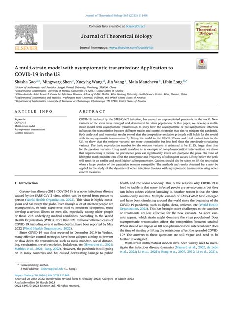 pdf a multi strain model with asymptomatic transmission application