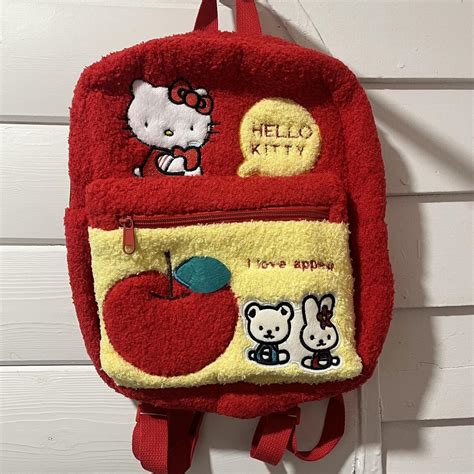 🍎new Hello Kitty Soft Plush Red Backpack🍎 Very Rare Depop
