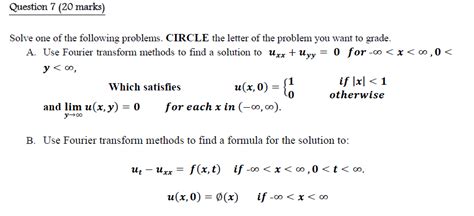 Solved Solve One Of The Following Problems CIRCLE The Chegg Com