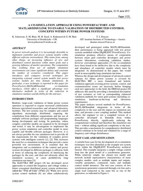 A Co Simulation Approach Using Powerfactory And Matlab Simulink To