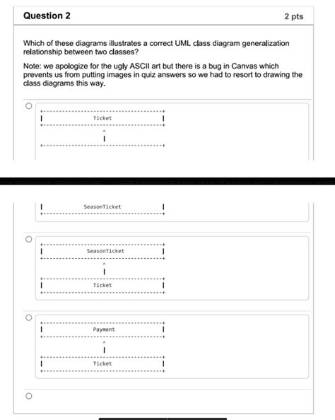 Question Pts Which Of These Diagrams Illustrates A Correct UML Class Diagram Generalization