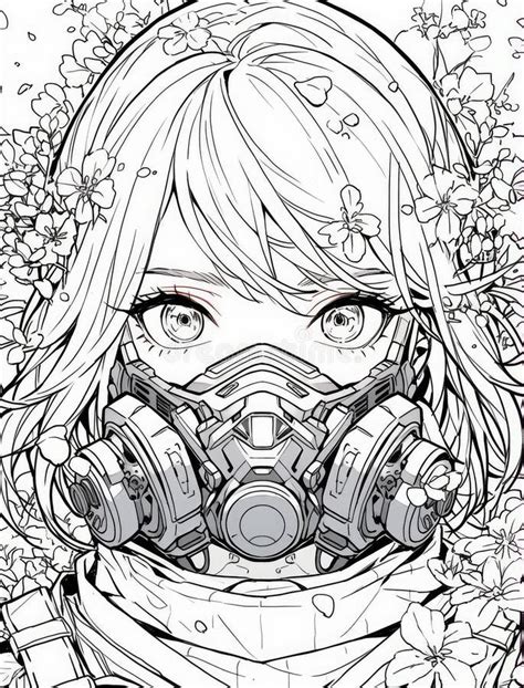 Beautiful Young Woman Manga Art Style To Be Used In A Coloring Book Stock Illustration