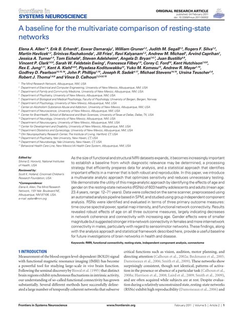 Pdf A Baseline For The Multivariate Comparison Of Resting State Networks