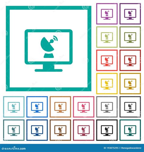 Remote Desktop Flat Color Icons With Quadrant Frames Stock Illustration Illustration Of