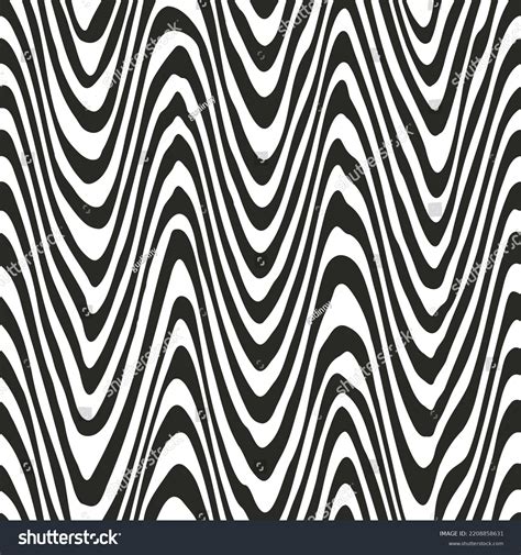 Monochrome Psychedelic Curved Lines Seamless Texture Stock Vector