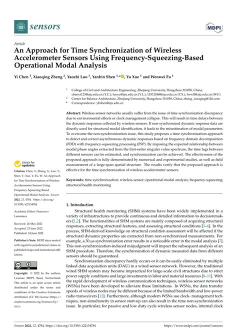 Pdf An Approach For Time Synchronization Of Wireless Accelerometer Sensors Using Frequency