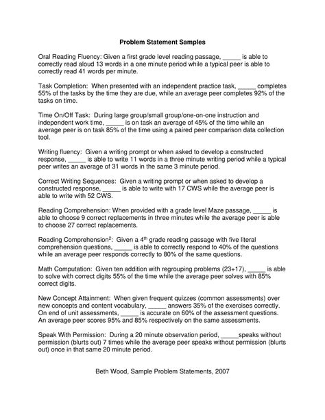 Free Printable Problem Statement Templates [ppt Excel] Project Business