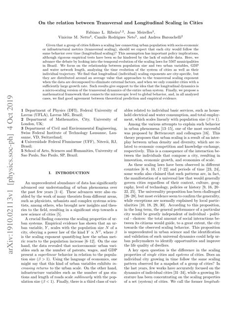 Pdf On The Relation Between Transversal And Longitudinal Scaling In Cities