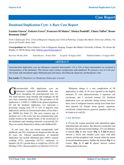 Pdf Duodenal Duplication Cyst A Rare Case Report
