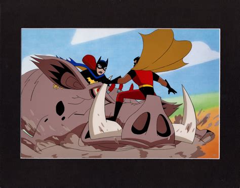 Batman The Animated Series Btas Original Animation Production Cel With Batgirl And Robin Warner