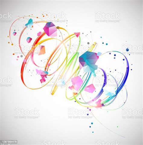 디자인 작품에 대한 추상 소용돌이 컬러 배경 미래 기하학적 구성 개념에 대한 스톡 벡터 아트 및 기타 이미지 개념 곡선 과학 Istock