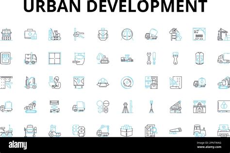Urban Development Linear Icons Set Gentrification Redevelopment