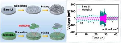 2d Mon纳米片的亲锂和导电框架使平面锂电镀成为无枝晶和最小体积变化的锂金属阳极 Chemical Engineering Journal X Mol