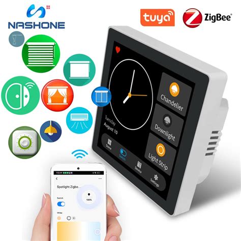 tuya zigbee smart home multiple control panel 4 lcd touch screen 3 gang smart switch with