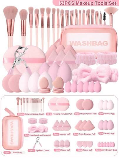 쉬인 41315252753개 메이크업 도구 세트 포함1개 다기능 지퍼 화장품 가방 방수 20개 메이크업 브러쉬