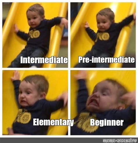 Комикс мем Intermediate Pre Intermediate Elementary Beginner