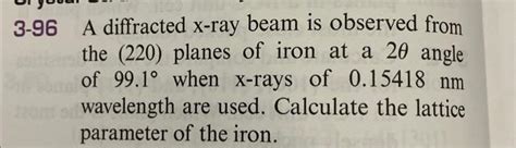 Solved 3 96 A Diffracted X Ray Beam Is Observed From The