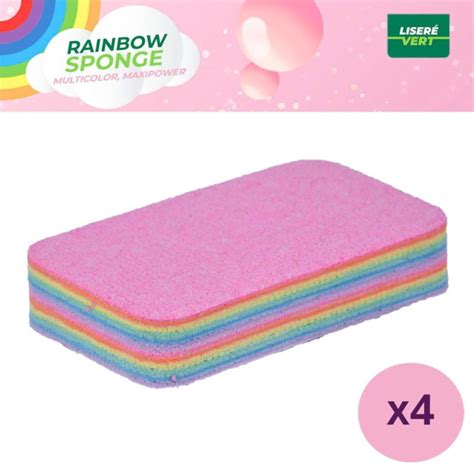 Lot X 4 éponges Rainbow Sponge® En Microfibre Absorbante Multisurfaces