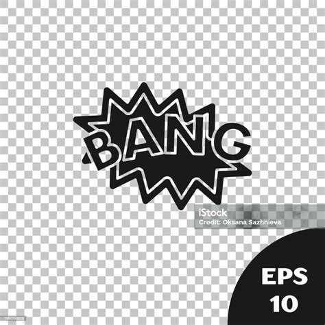 블랙 뱅 붐 총 만화 텍스트 연설 풍선 아이콘 투명 배경에 고립 벡터 일러스트레이션 기포에 대한 스톡 벡터 아트 및 기타 이미지 기포 낱말 대화 풍선 문자 기호