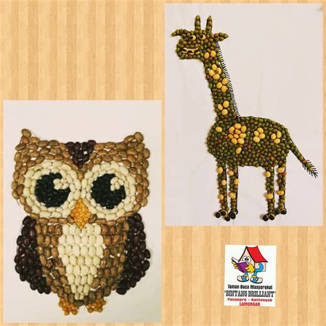 Aneka Gambar Mozaik Dari Biji Bijian Taman Baca Bintang Brilliant Lamongan