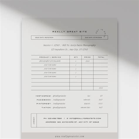 Invoice Template Canva Printable