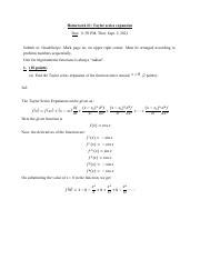 HW F Solution Pdf Homework Taylor Series Expansion Due PM Thur Sept