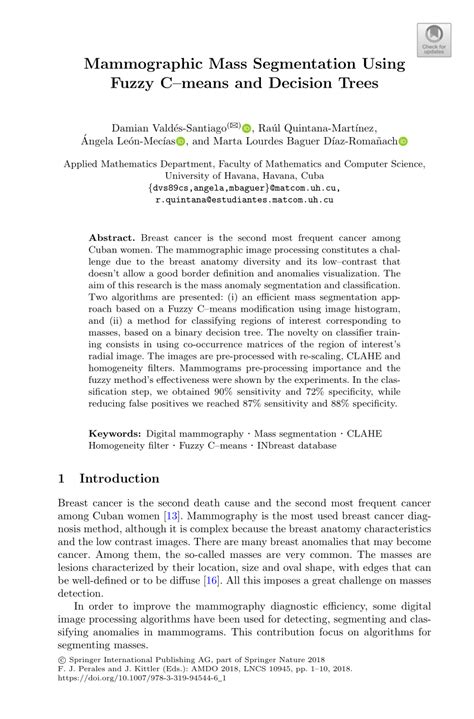 Pdf Mammographic Mass Segmentation Using Fuzzy C Means And Decision Trees