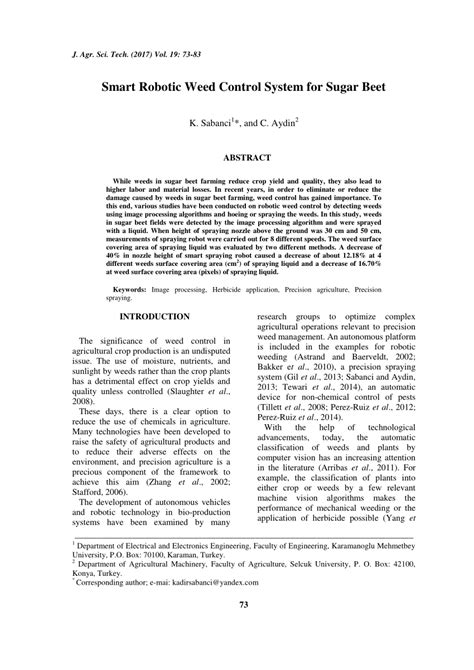 Pdf Smart Robotic Weed Control System For Sugar Beet
