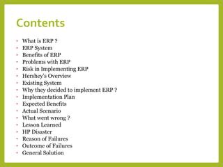 ERP Implementation Failure With Example Of Hershey And HP PPT